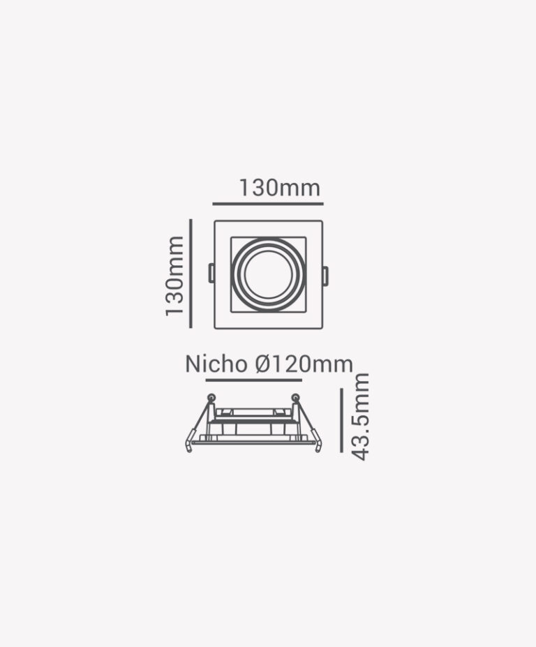 Spot recuado embutido direcionável PAR20 quadrado branco - Opus LED