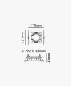 Spot recuado embutido direcionável AR111 quadrado branco - Opus LED