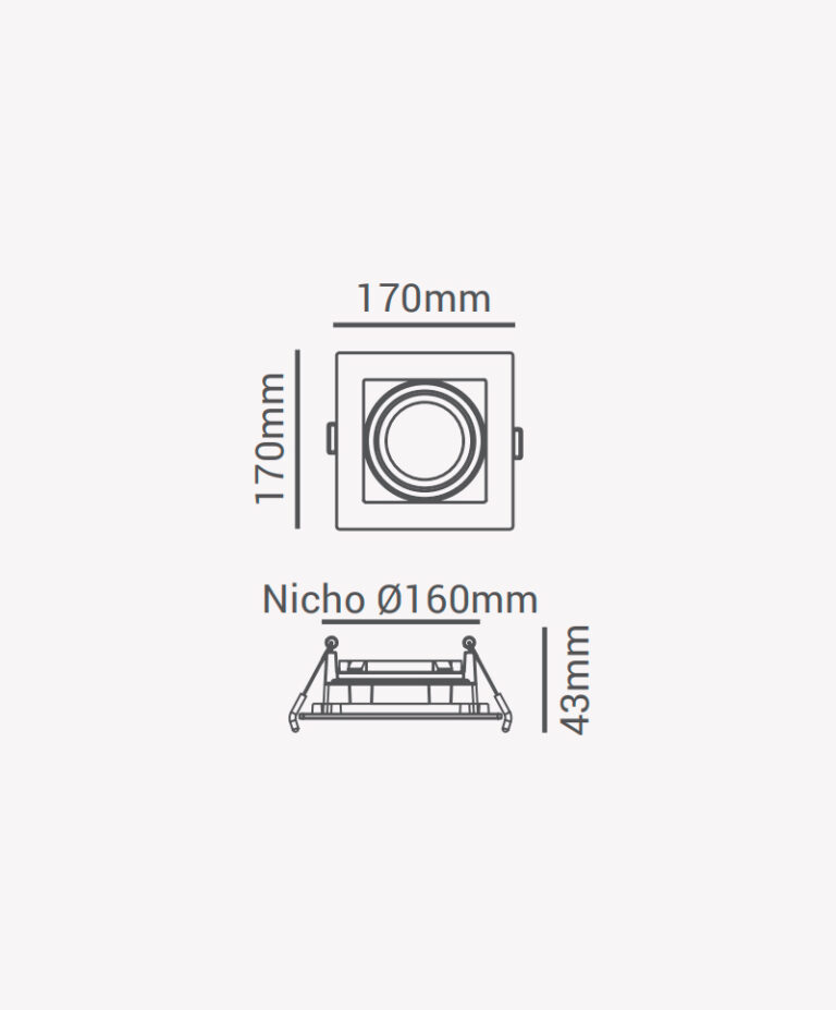 Spot recuado embutido direcionável AR111 quadrado preto - Opus LED